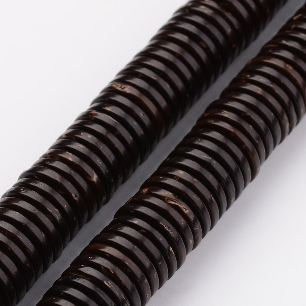 5 Strand Natural Coconut Bead Strands Undyed Flat Round Coconut Brown ...