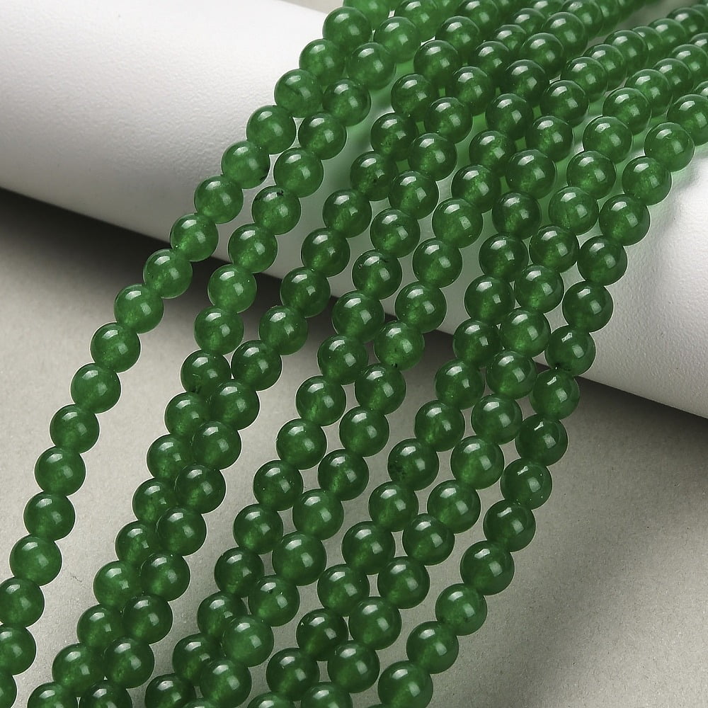 5 Strand Natural & Dyed Malaysia Jade Bead Strands Round Green 4mm Hole ...