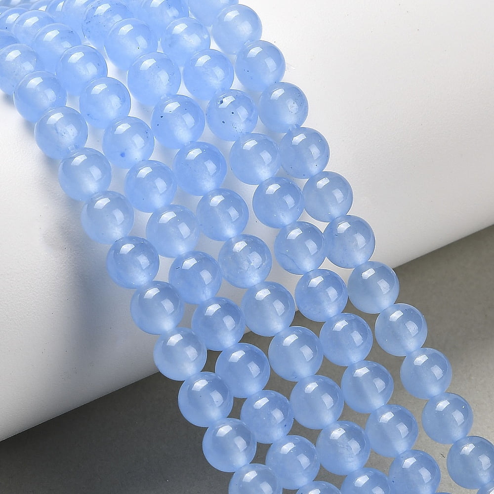 5 Strand Natural & Dyed Malaysia Jade Bead Strands Round Light Sky Blue ...