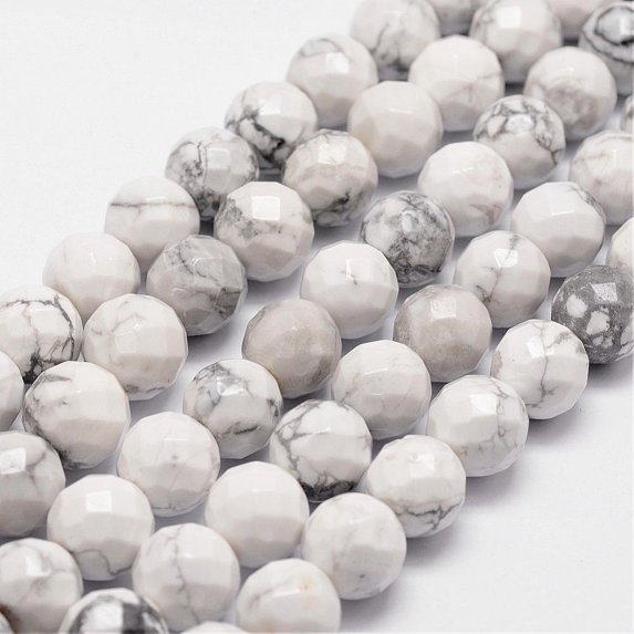 5 Strand Natural Howlite Beads Strands Faceted Round 6mm Hole: 1mm ...
