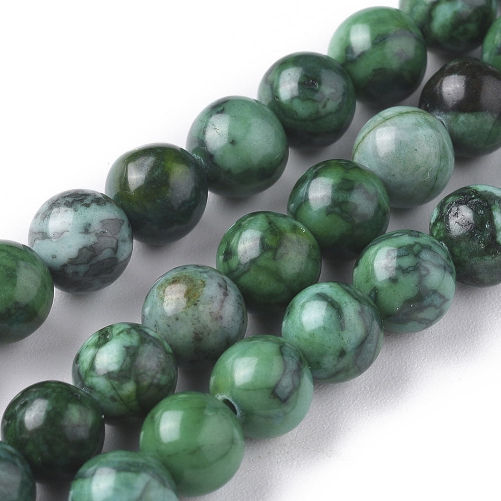 5 Strand Natural Map Stone Picasso Jasper Beads Strands Dyed Heated ...