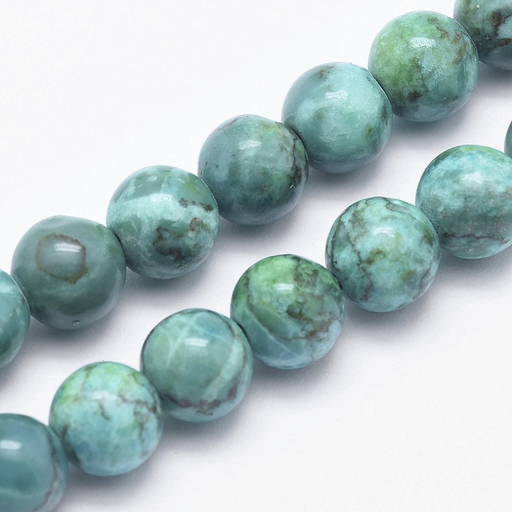 5 Strand Natural Marble Beads Strands Round Dyed & Heated Dark Cyan 6mm ...