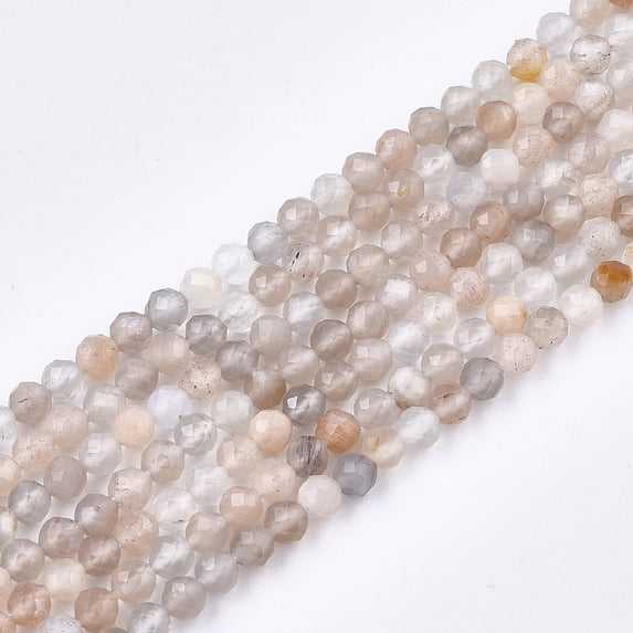 5 Strand Natural Multi-Moonstone Beads Strands Faceted Round 2~2.5mm ...