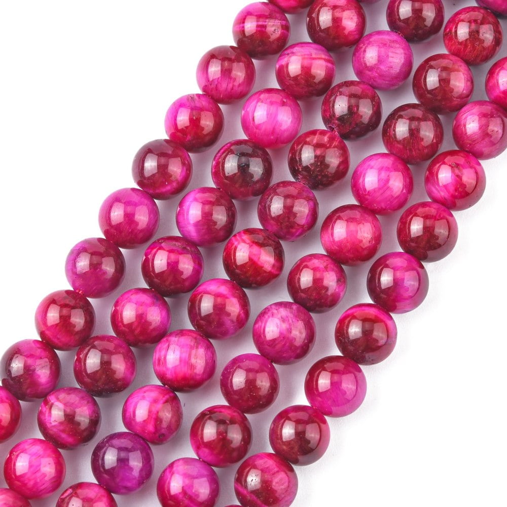5 Strand Natural Rose Tiger Eye Beads Strands Dyed & Heated Round ...