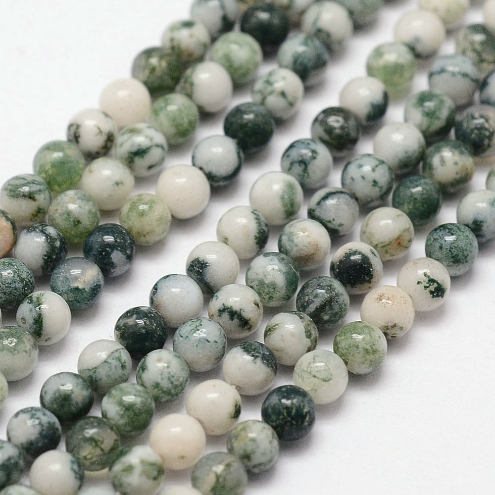5 Strand Natural Tree Agate Beads Strands Round 3mm Hole: 0.5mm 125pcs ...