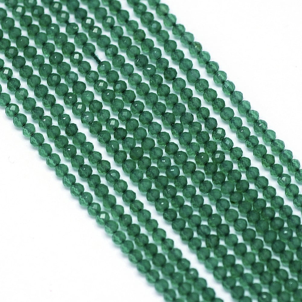 5 Strand Natural White Jade Bead Strands Faceted Dyed Round Dark Green ...