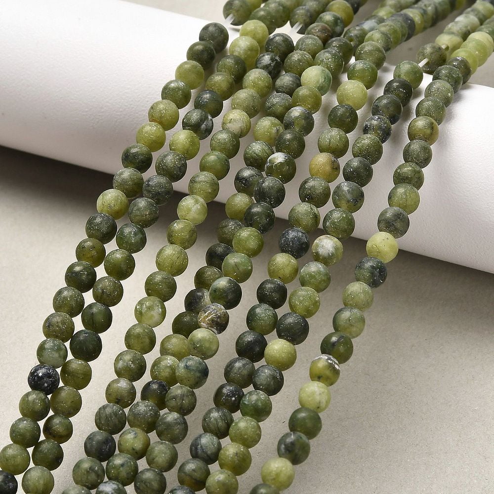 5 Strand Round Frosted Natural TaiWan Jade Bead Strands 4mm Hole: 1mm ...