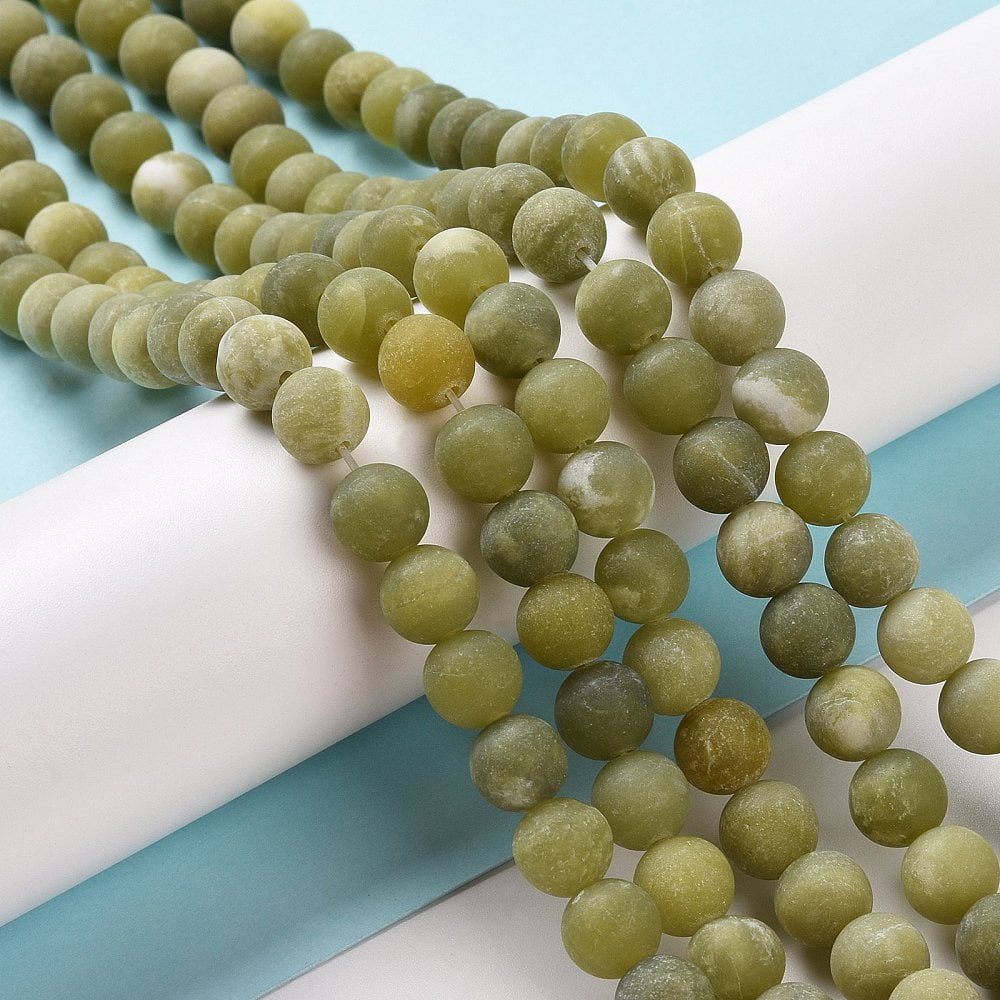 5 Strand Round Frosted Natural TaiWan Jade Bead Strands 8mm Hole: 1mm ...