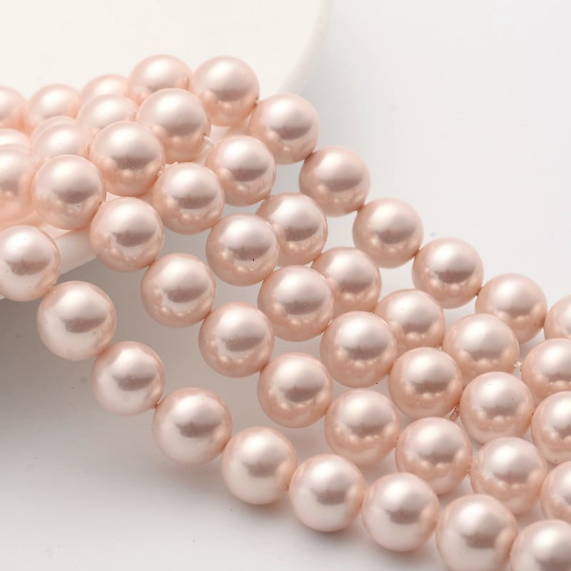 5 Strand Shell Pearl Beads Strands Grade A Polished Round Pink 10mm ...
