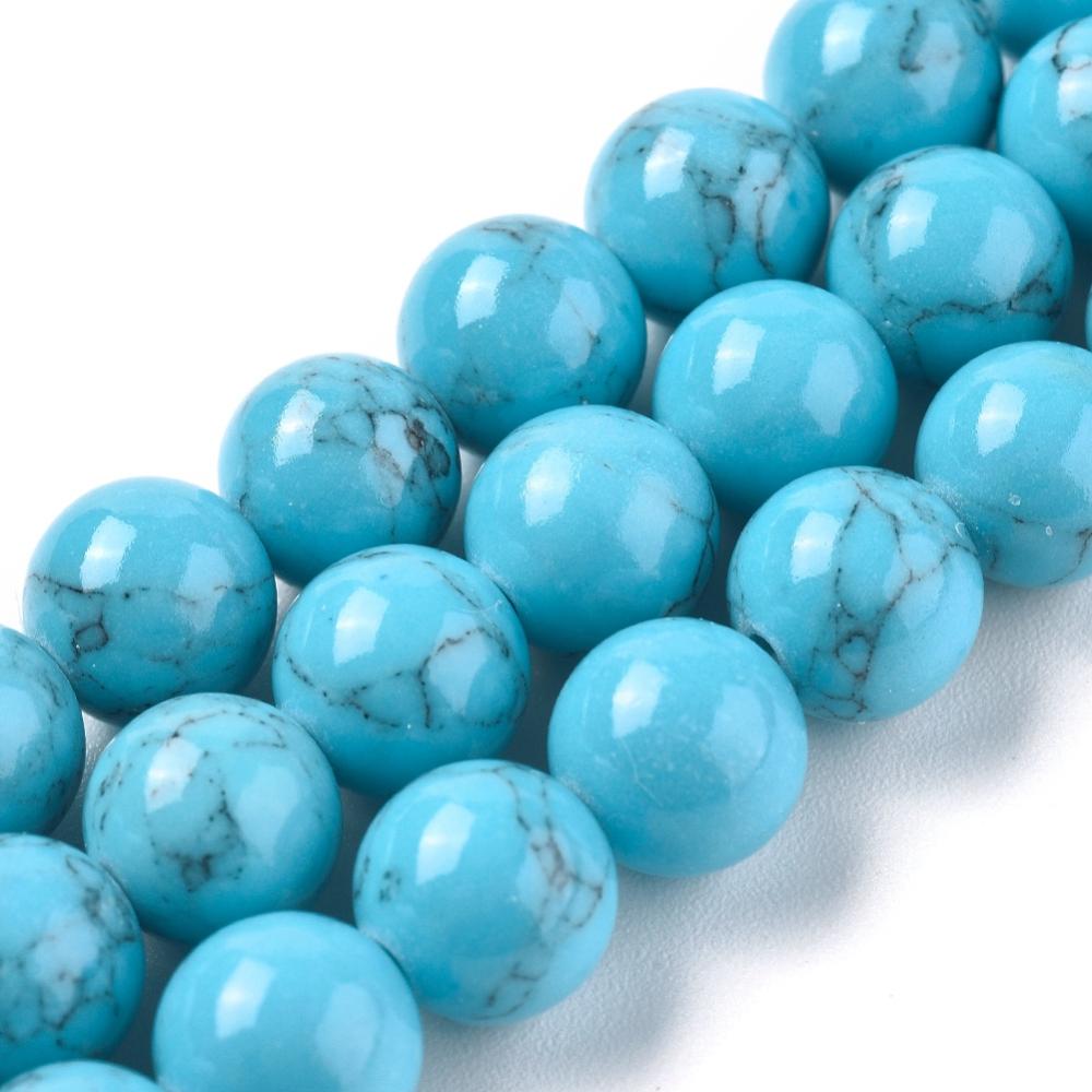 5 Strand Synethetic Turquoise Beads Strands Round Dyed Cyan 8mm Hole ...