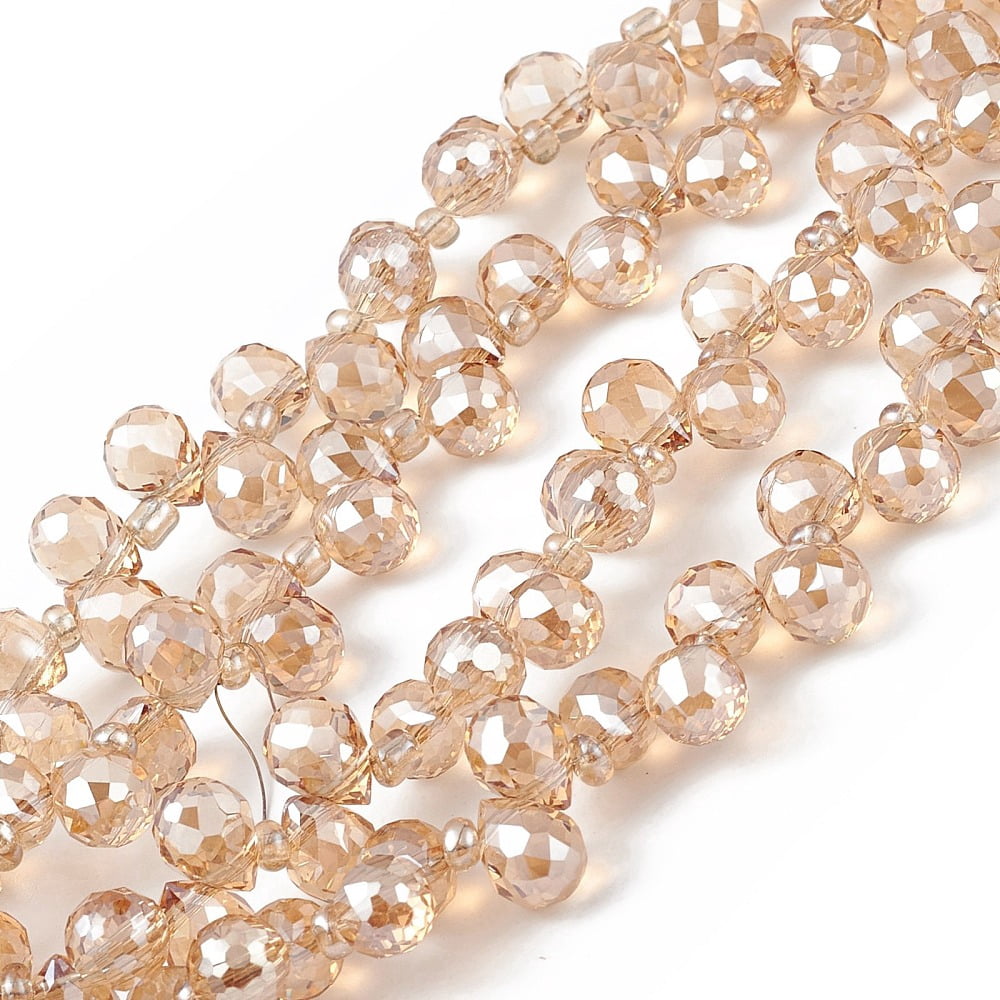 5 Strand Transparent Electroplate Glass Beads Strands Pearl Luster ...