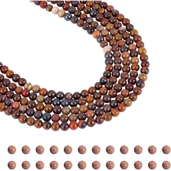 5 Strands 490 Pcs Round Natural Stone Beads 4mm Chinese Writing Stone ...