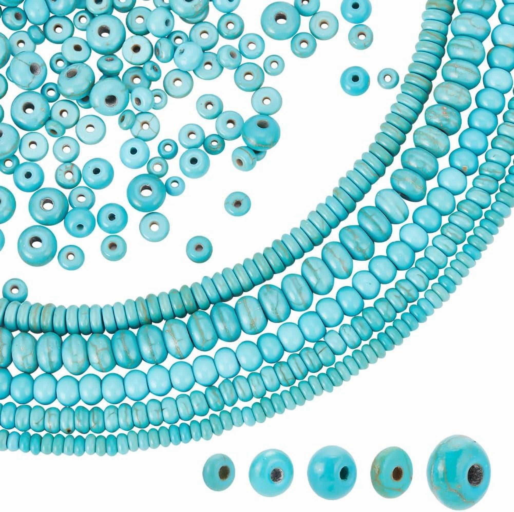 5 Strands 5 Sizes Turquoise Rondelle Stone Beads Strands Blue Howlite ...