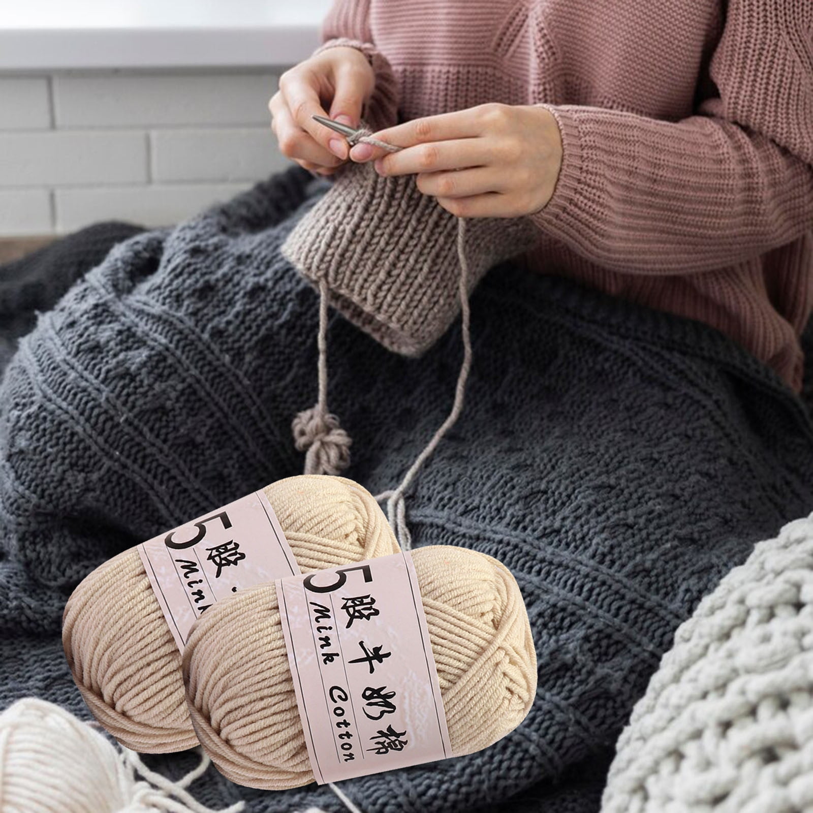 5 Strands Milk Cotton Crochet Yarn for DIY Knitting, Soft Acrylic Thread for Baby Sweaters, Hats ...