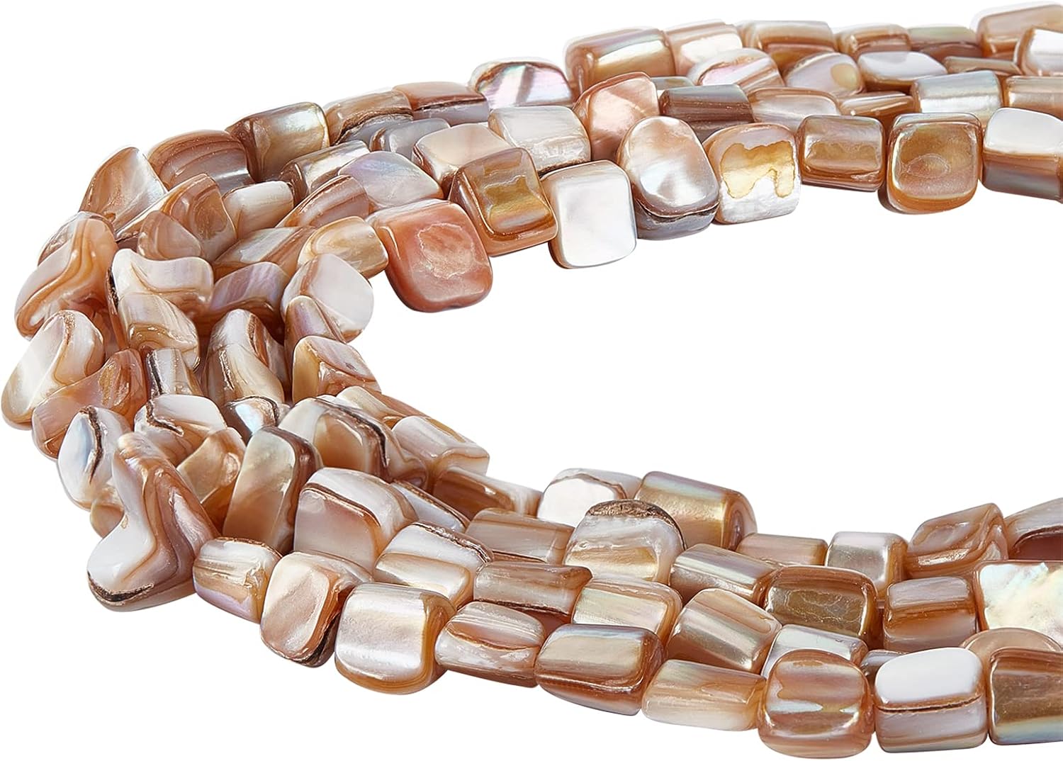 5 Strands Natural Freshwater Shell Beads Strands Nuggets Camel 5~12x5 ...