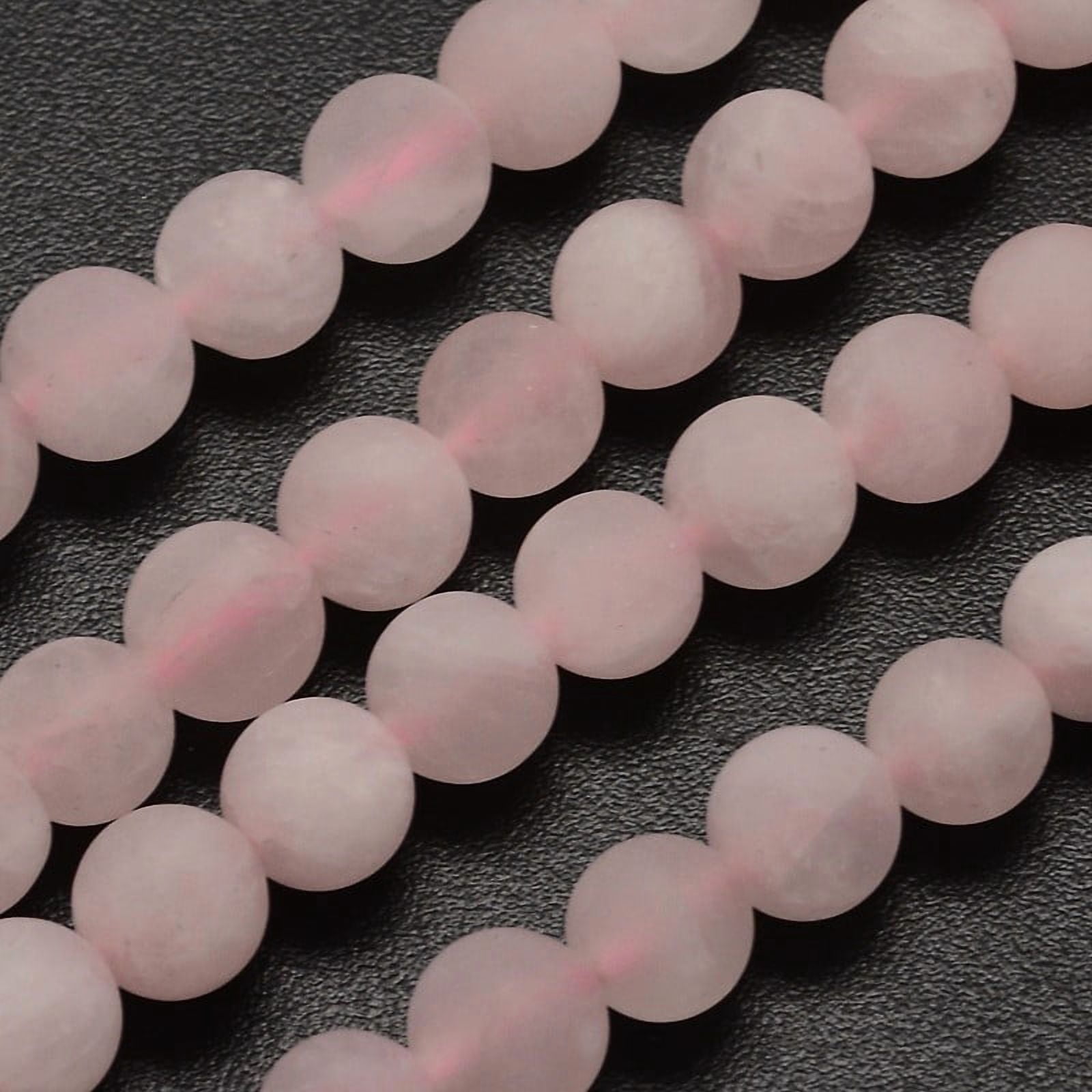 5 Strands Pink Frosted Natural Rose Quartz Round Beads Strands Jewelry ...