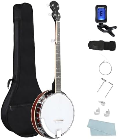 5 String Banjos, Full-Size Right Handed Banjo 5 Strings Set with Closed ...