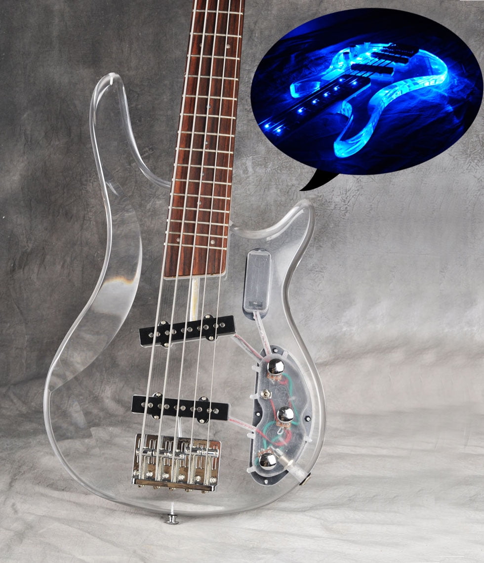5 String Electric Bass Guitar Acrylic Body and Headstock Maple Neck ...