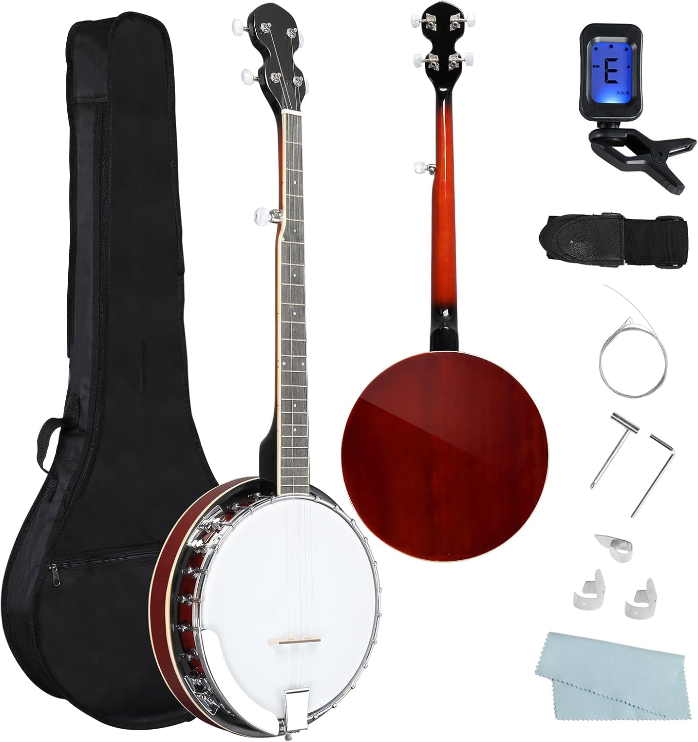 5 String Full Size Banjo Guitar Kit, 38" Banjo Beginner Kit with ...