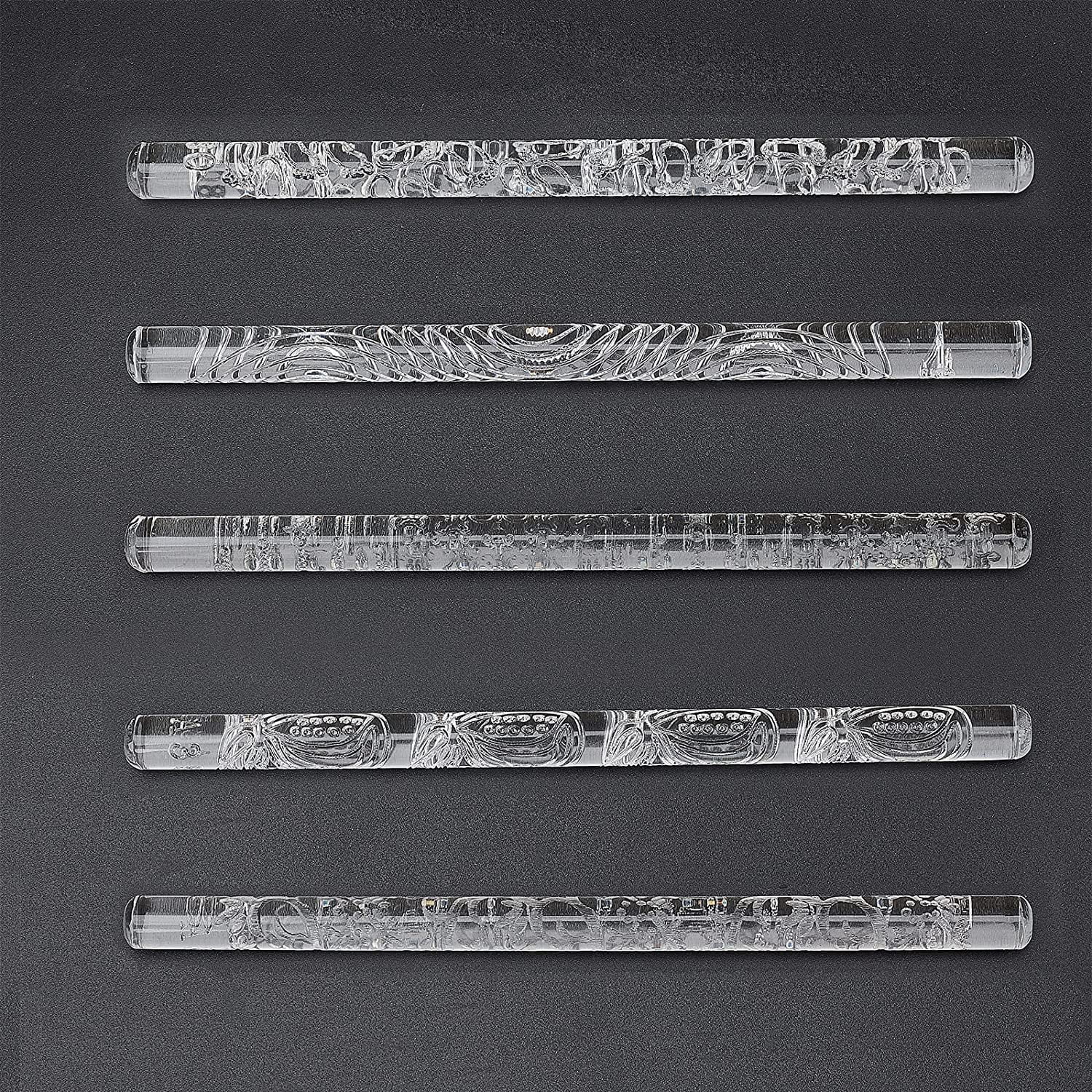 5 Style Clay Bar Roll Stick Embossing Rolling Pin 6.5inch Transparent ...