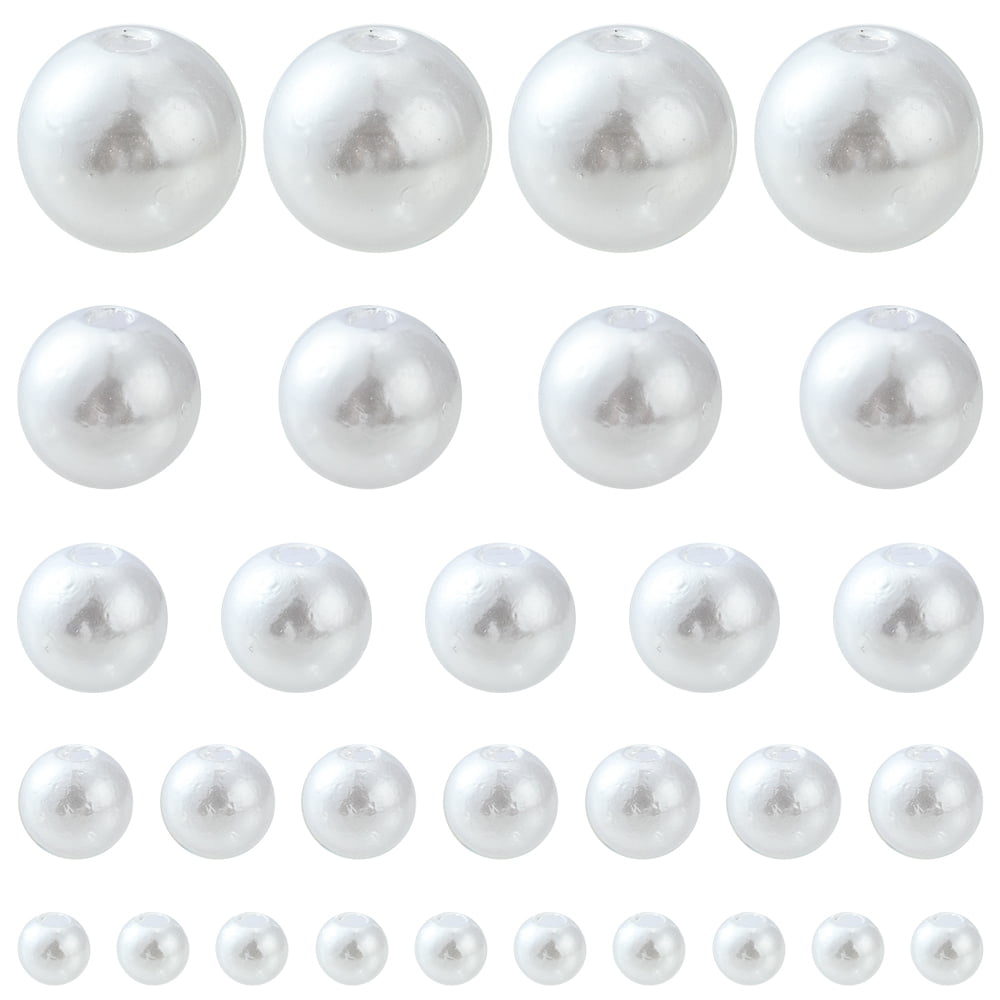 5 Style Plastic Imitation Pearl Beads Round White 4~12mm Hole: 1.6~2 ...