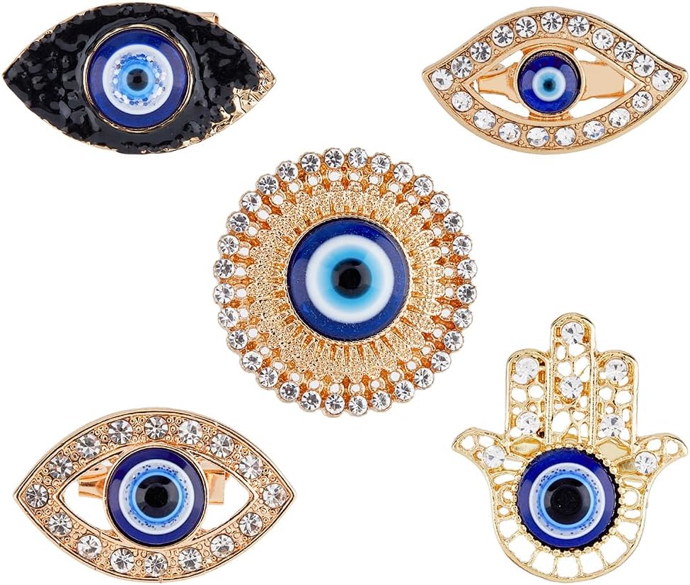 5 Style Rhinestone Evil Eye Lapel Pins Hamsa Hand Backpack Brooches ...