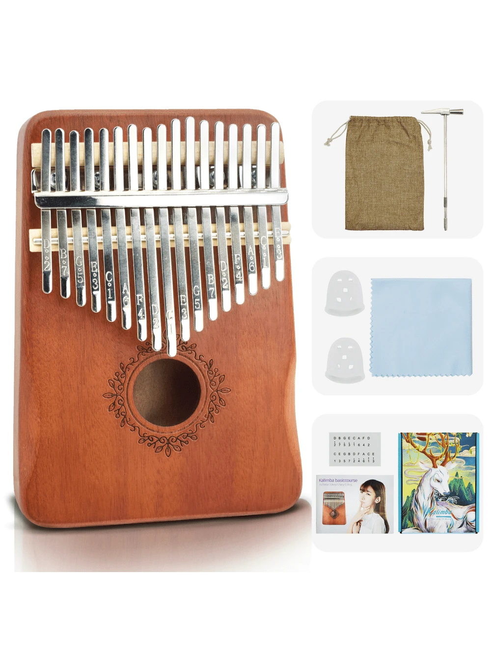 5 Styles 17 Key Kalimba Thumb Piano (Butterfly Love Flower--B ...