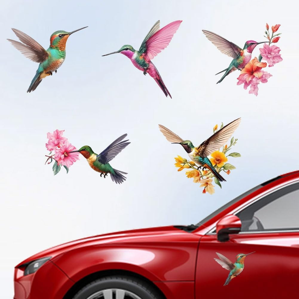 5 Styles Birds Car Stickers 6.1x5.83 Inches Hummingbird Vinyl Decals ...
