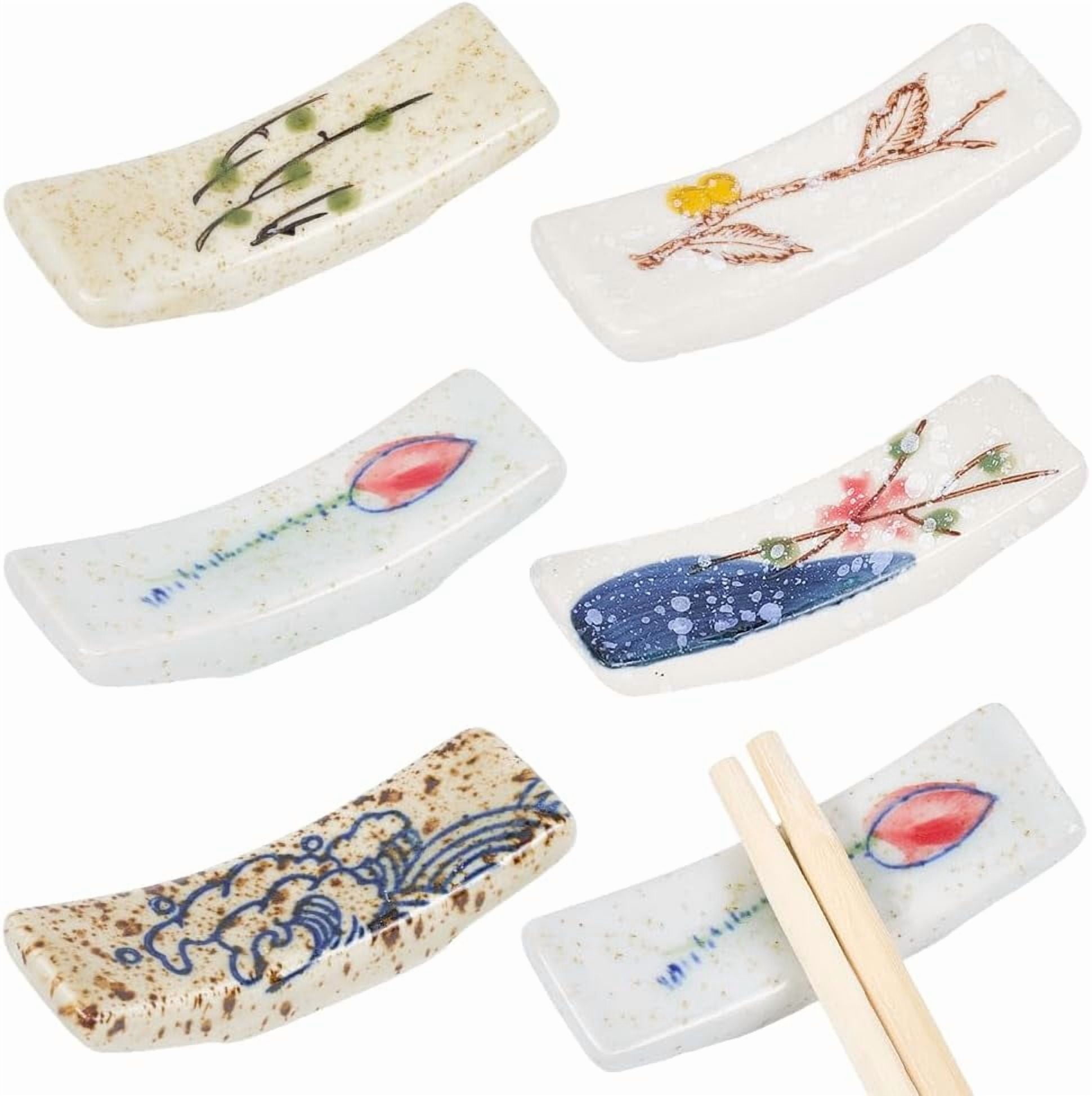 5 Styles Ceramic Chopstick Rest Rectangle Holders Floral Japanese Style ...