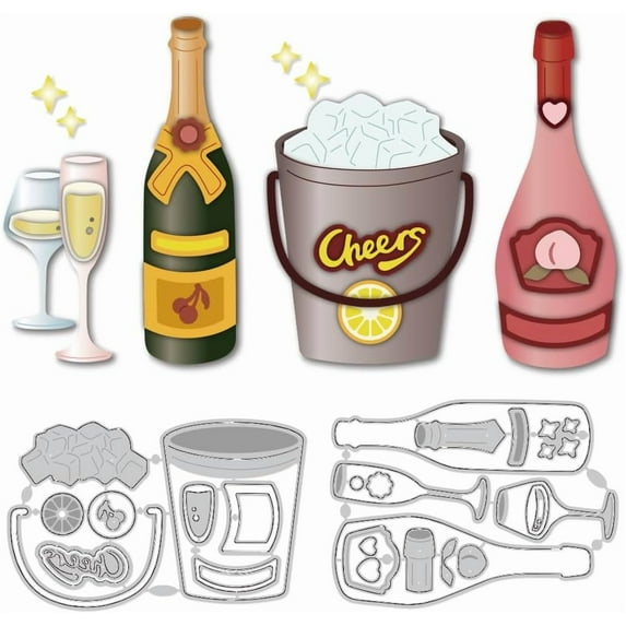 5 Styles Champagne Goblet Cutting Dies Card Making Die Cut Carbon Steel ...