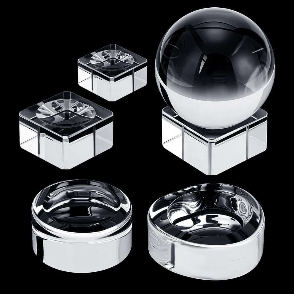 5 Styles Clear Ball Stand Glass Sphere Stand Square Round Heart Clear ...