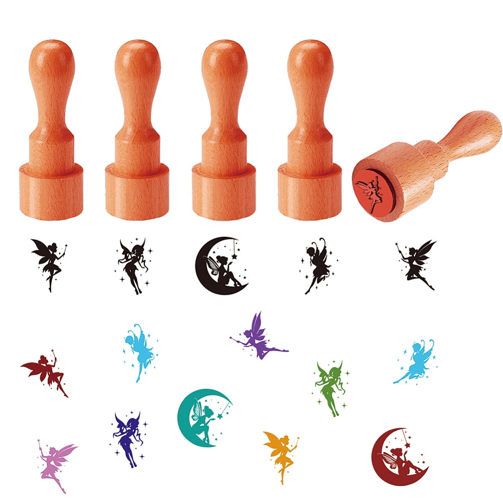 5 Styles Fairy Tale Decorative Stamps Fairy Pattern Mini Wooden Egg ...