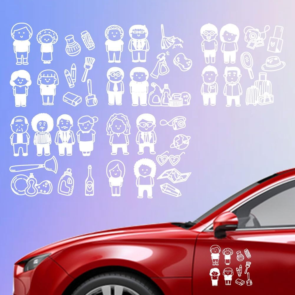 5 Styles Family Car Stickers White Line Family Vinyl Decals Stick ...