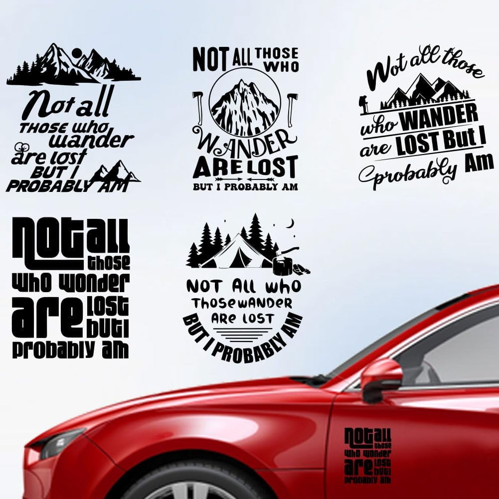 5 Styles Funny Text Car Sticker 6.1x5.83 Inches Sunset Mountain Camping ...