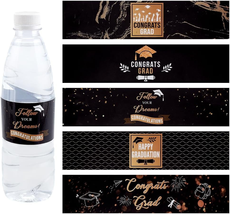 5 Styles Graduation Water Bottle Labels 50pcs Congrats Grad Bottle ...