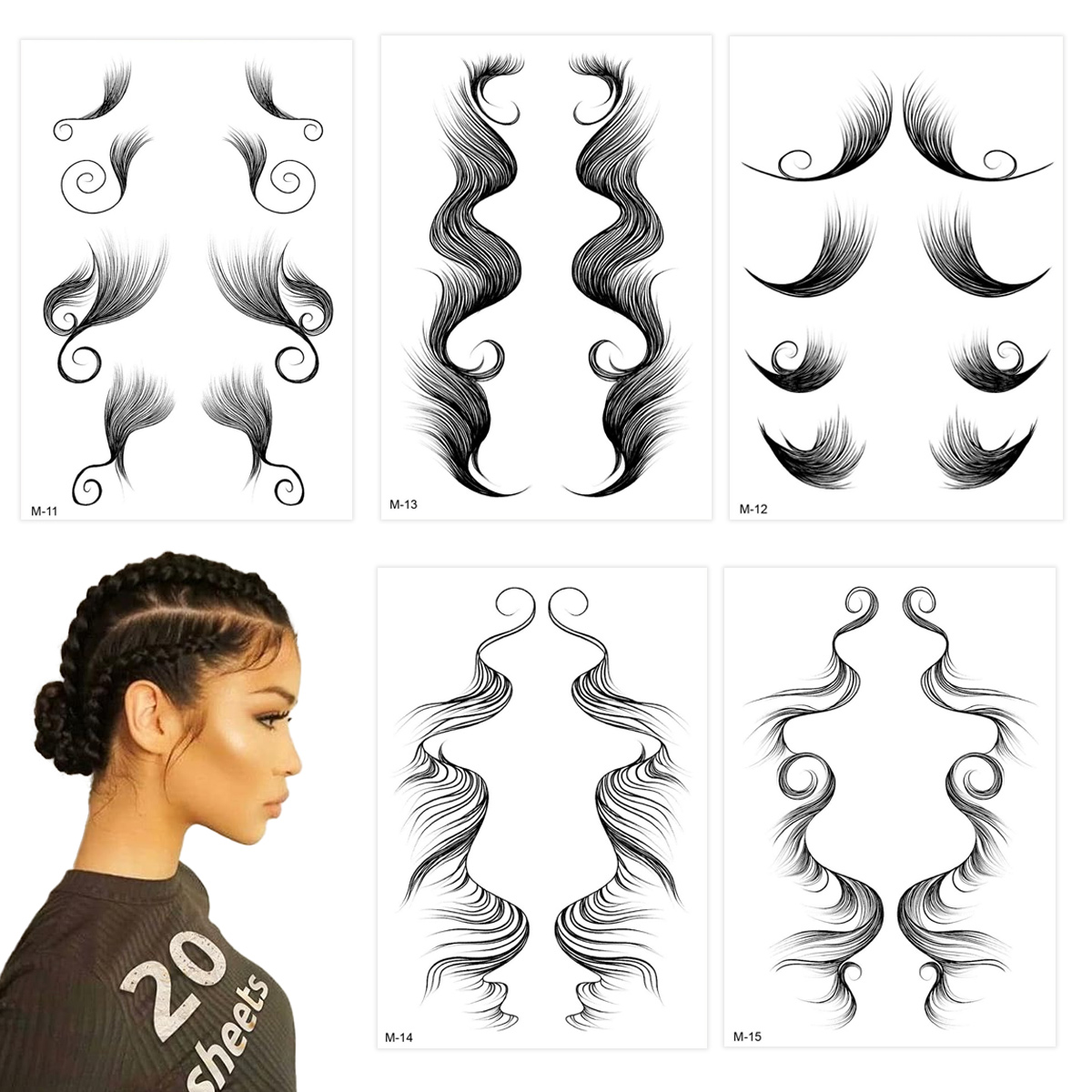 5 Styles Hair Tattoo Stickers Temporary Tattoos Edges Hairline Lasting ...