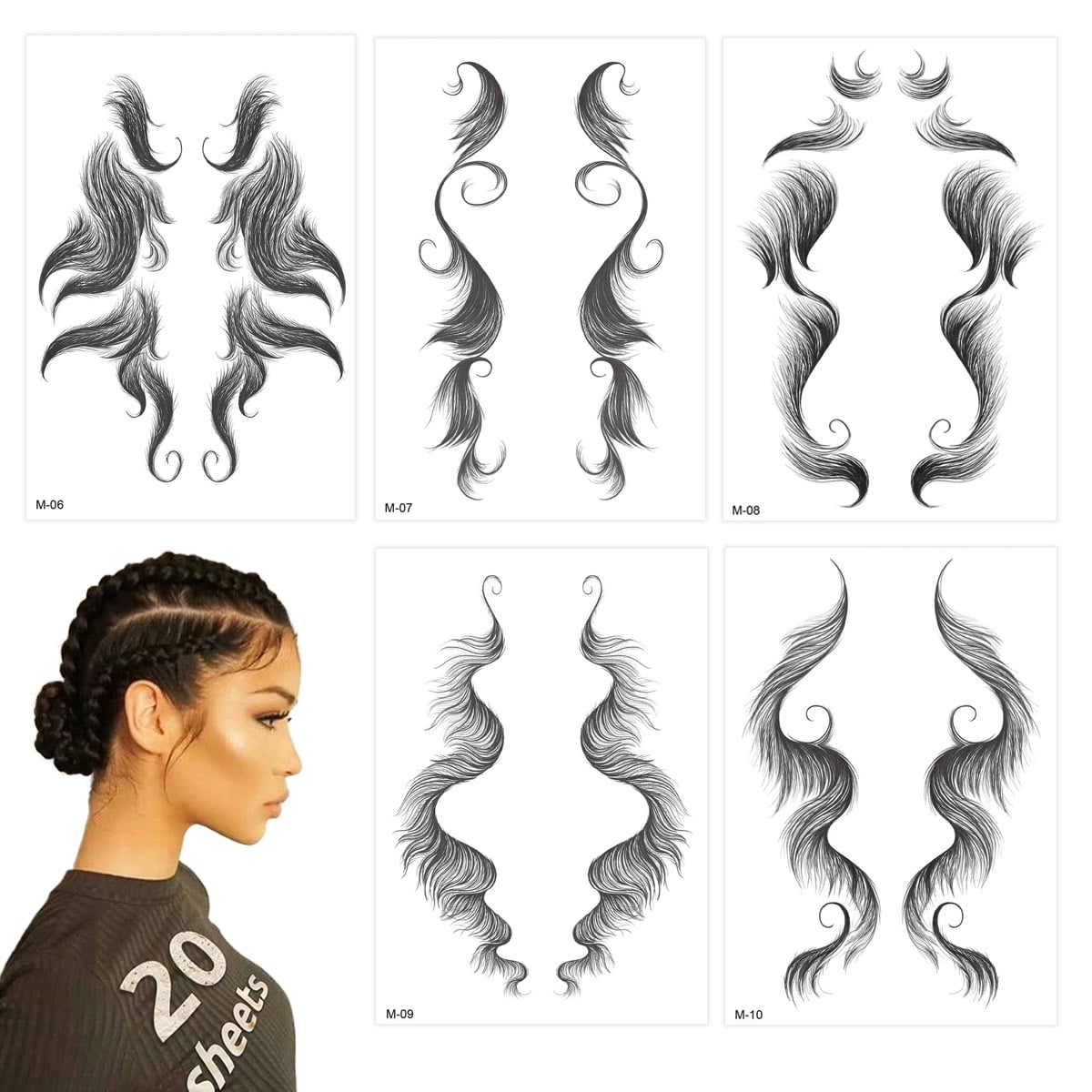 5 Styles Hair Tattoo Stickers Temporary Tattoos Edges Hairline Lasting ...