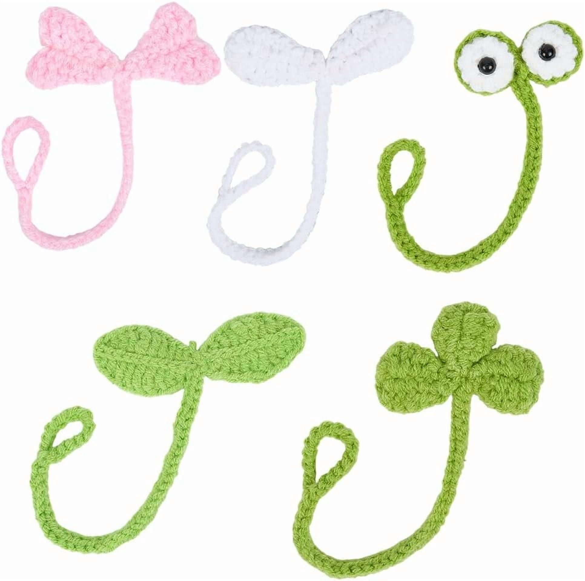 5 Styles Knitted Crochet Leaf Sprout Clover Handmade Headphone ...