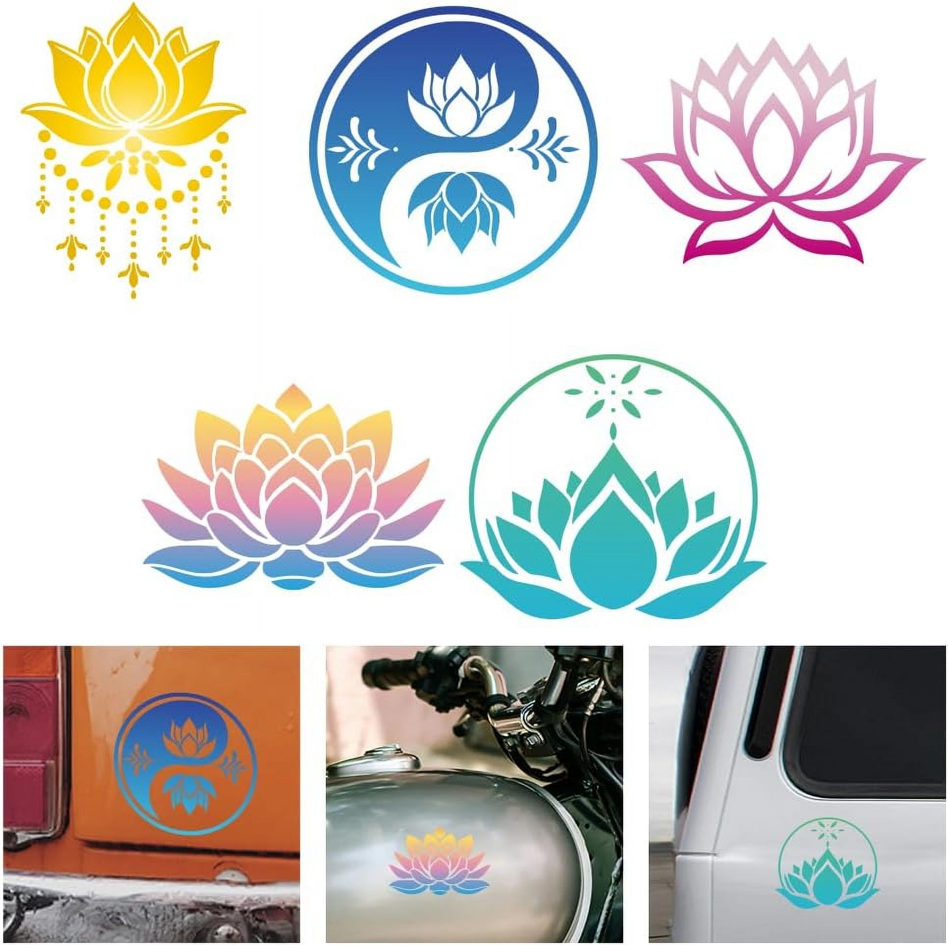5 Styles Lotus Flower Vinyl Decal Stickers Lotus Flower Sticker Vinyl ...