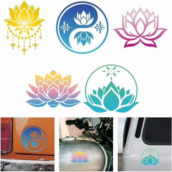 5 Styles Lotus Flower Vinyl Decal Stickers Lotus Flower Sticker Vinyl ...