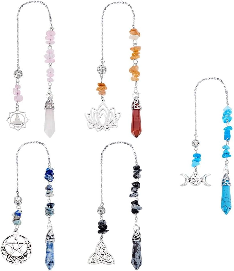 5 Styles Point Pendulum Natural Gemstones Pendulums Reiki Soul Pendulum ...