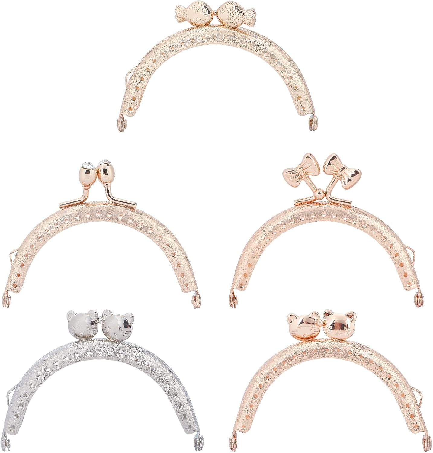 5 Styles Purse Handle Frame 3.4 Inch Metal Clasp Frame Bag Kiss Clasp ...