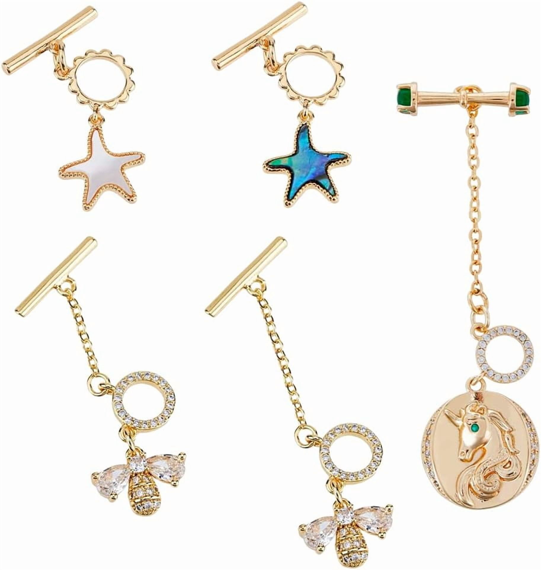 5 Styles Real 14K Gold Plated Brass Toggle Clasps Bee T-Bar Closure ...