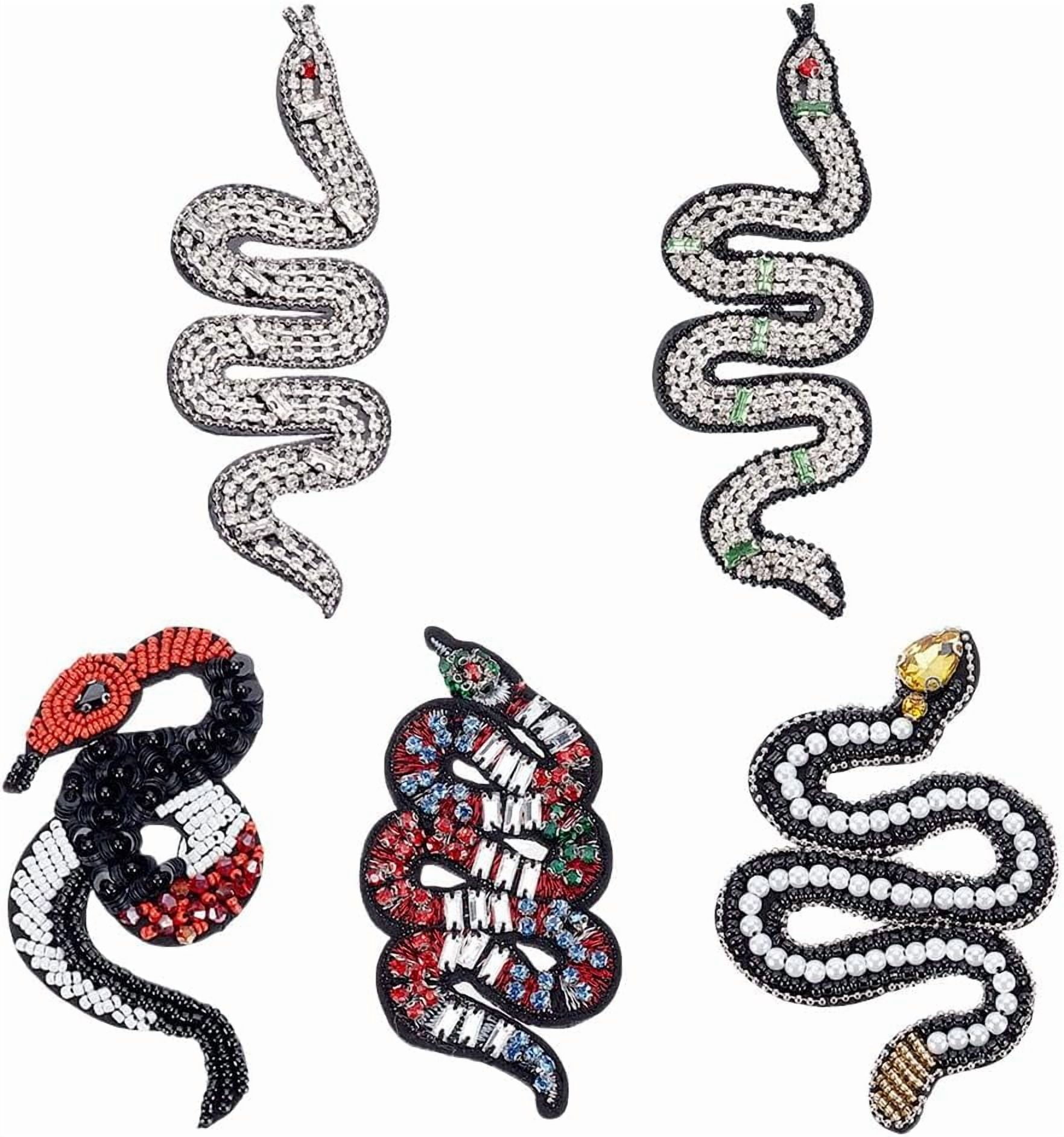 5 Styles Rhinestones Snake Patch Snake Patch Snake Fabric Embroidery ...