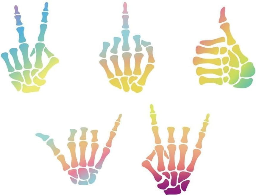 5 Styles Rock on Skeleton Hand Vinyl Decal Stickers Rock N Roll Gesture ...