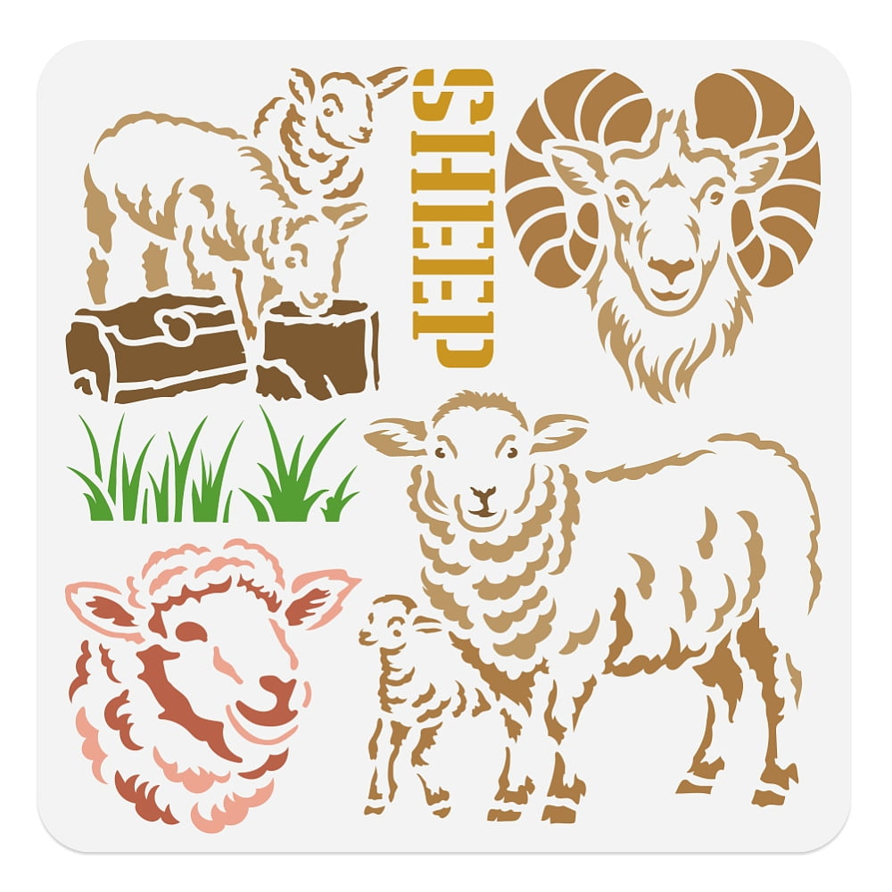 5 Styles Sheep Stencil for Painting 11.8"x 11.8" Reusable Farm Animals ...