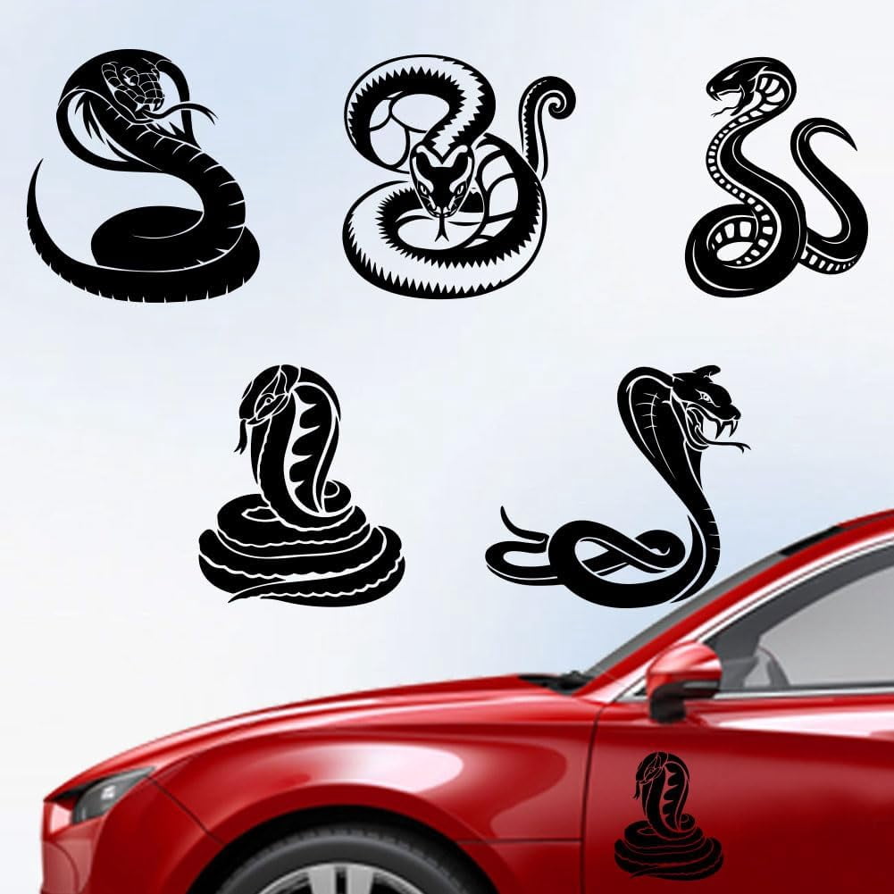 5 Styles Snake Decals 6.1x5.83 Inches Black Cobra Viper Stickers ...