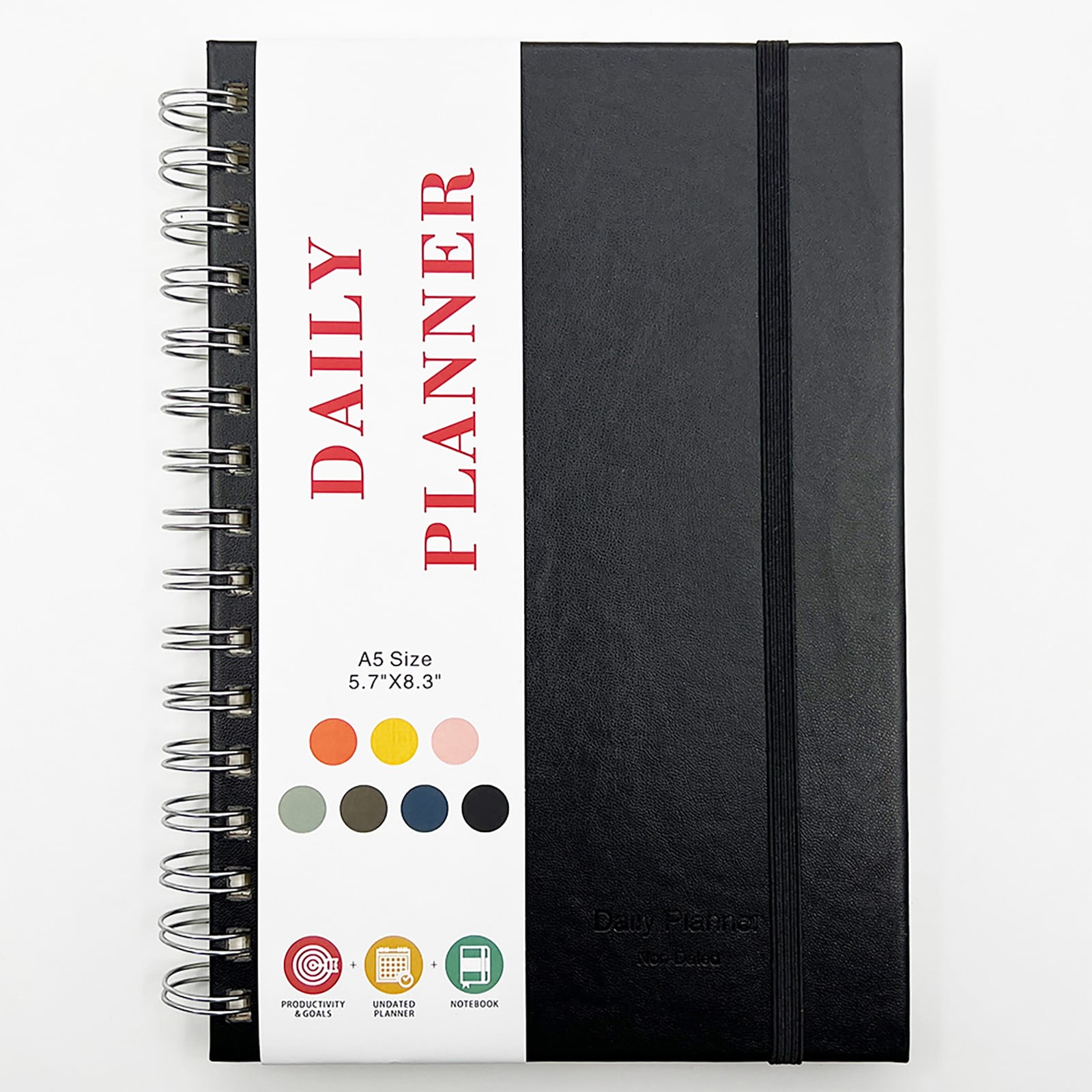 5 Subject Notebook, A5 Spiral Planner with Inner Pockets - PU Leather ...