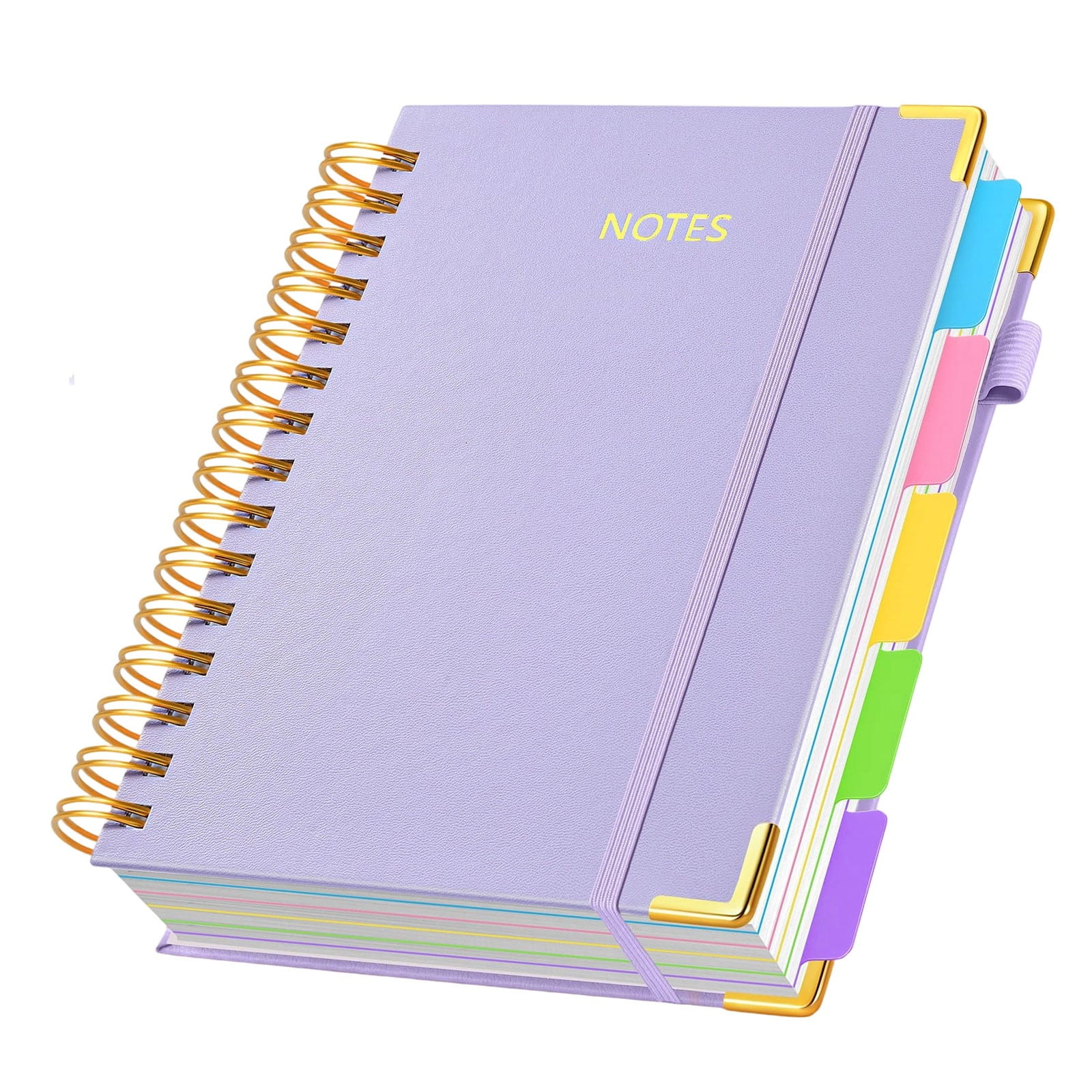 5 Subject Notebook Hardcover Spiral Bound with Removable Dividers Tabs ...