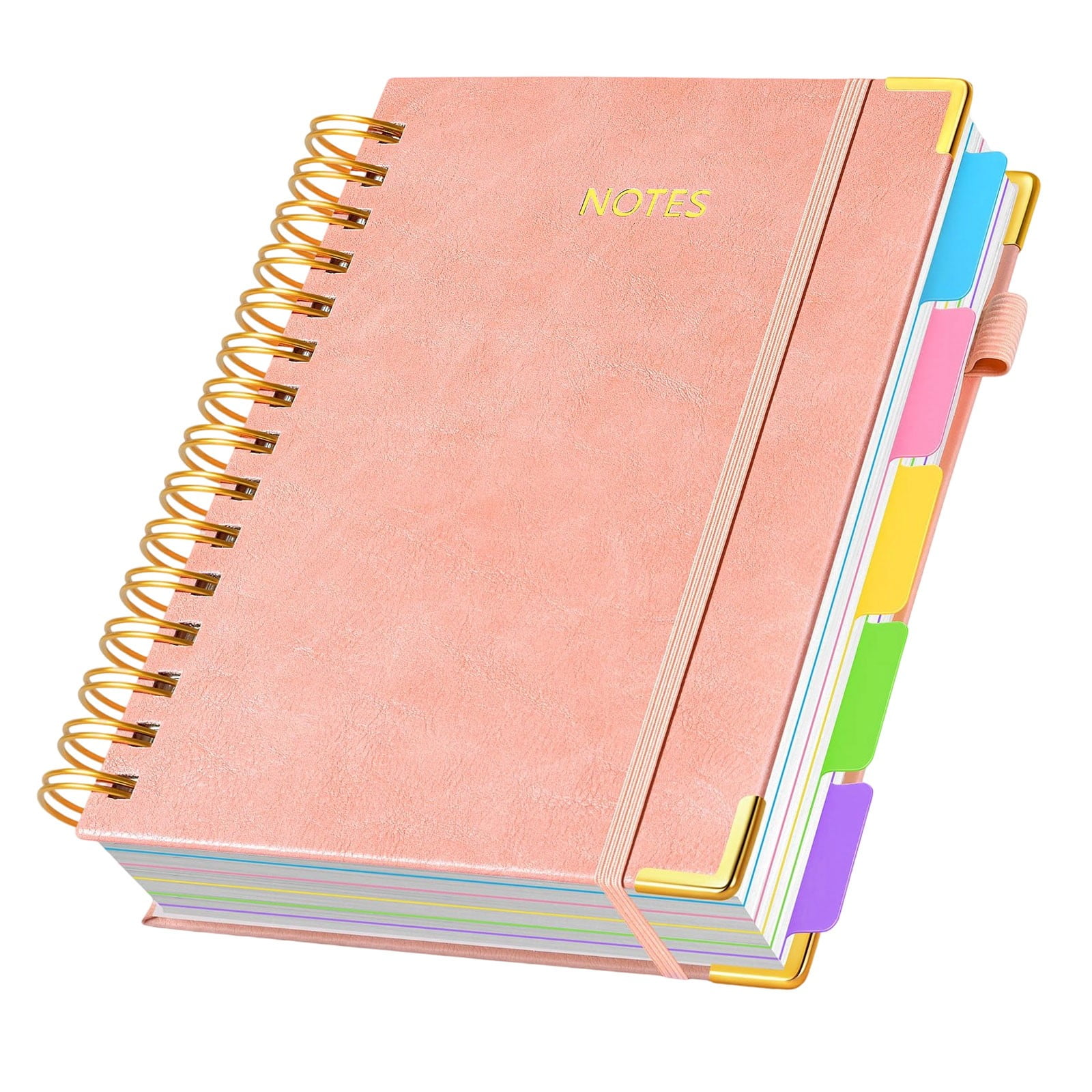 5 Subject Notebook Hardcover Spiral Bound with Removable Dividers Tabs ...
